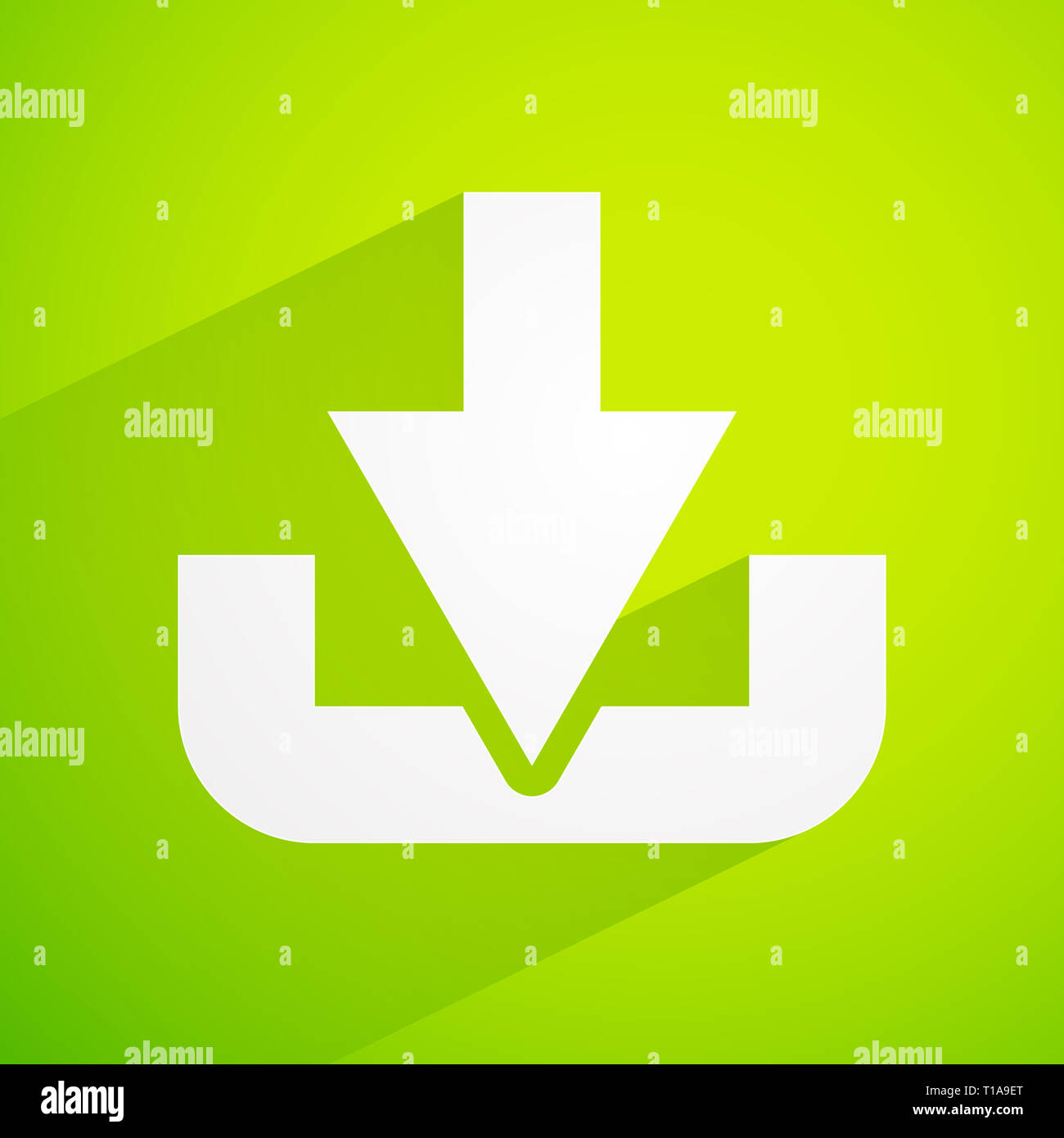 Bright green background, illustration with download symbol, arrow ...