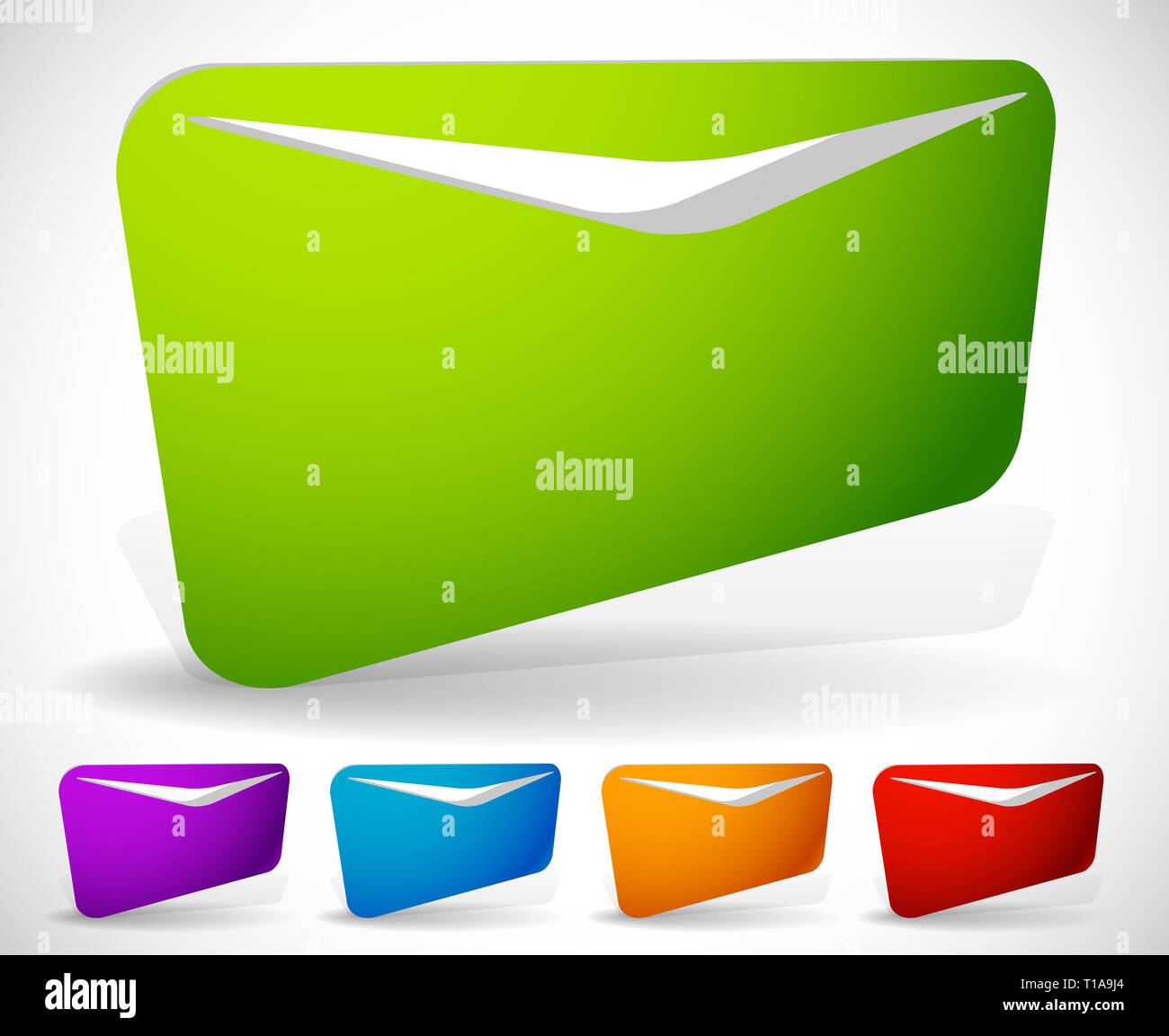 3D Mail, envelope symbols in 5 bright colors Stock Photo - Alamy