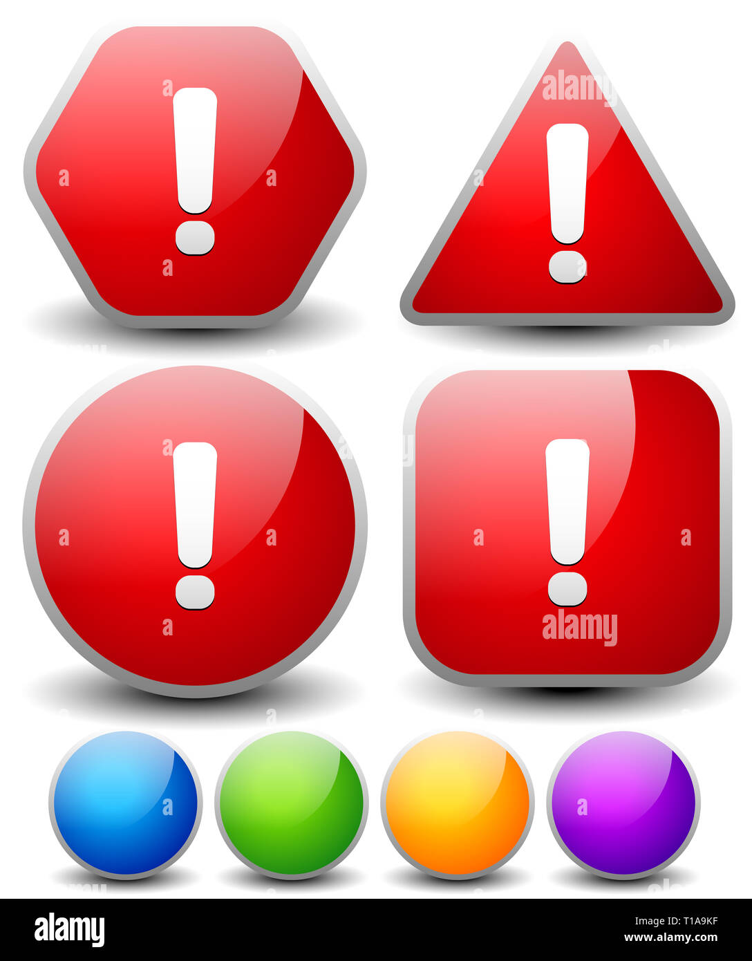 Eps 10 Vector Illustration of Exclamation Point on Different Shapes ...