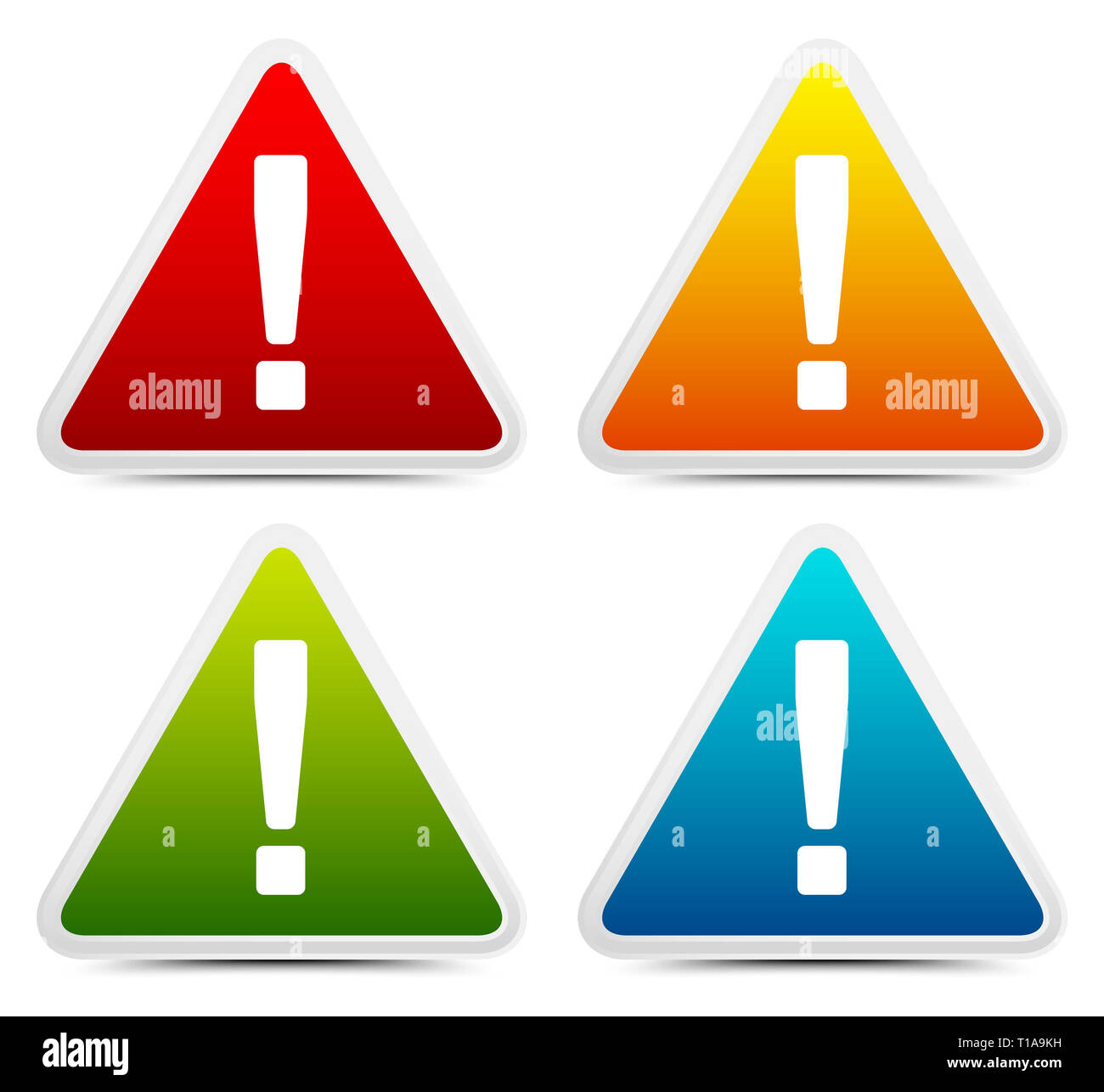 Abstract road signs with exclamation points Stock Photo - Alamy