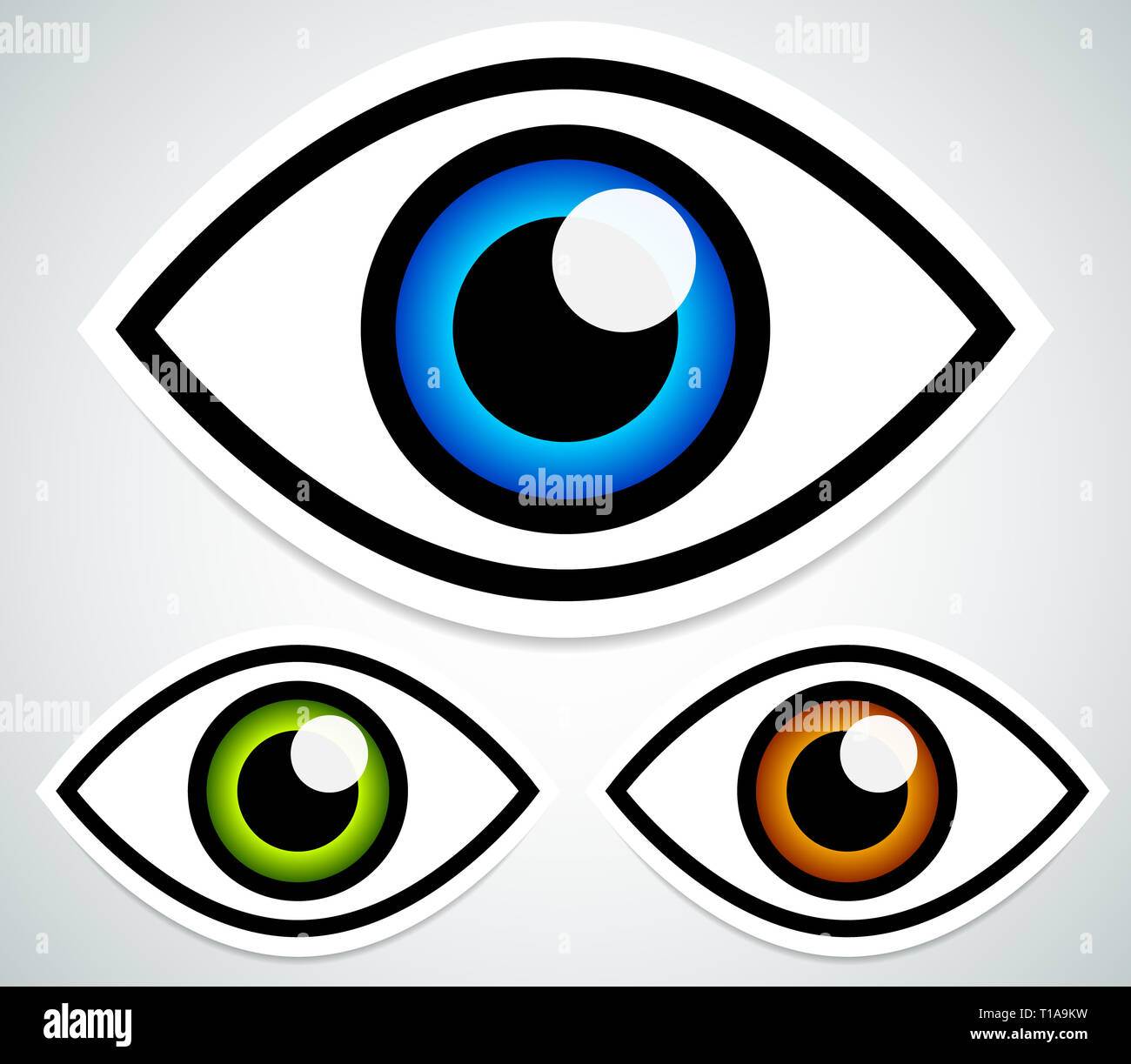 Simple eye stickers with highlight and shadow Stock Photo - Alamy