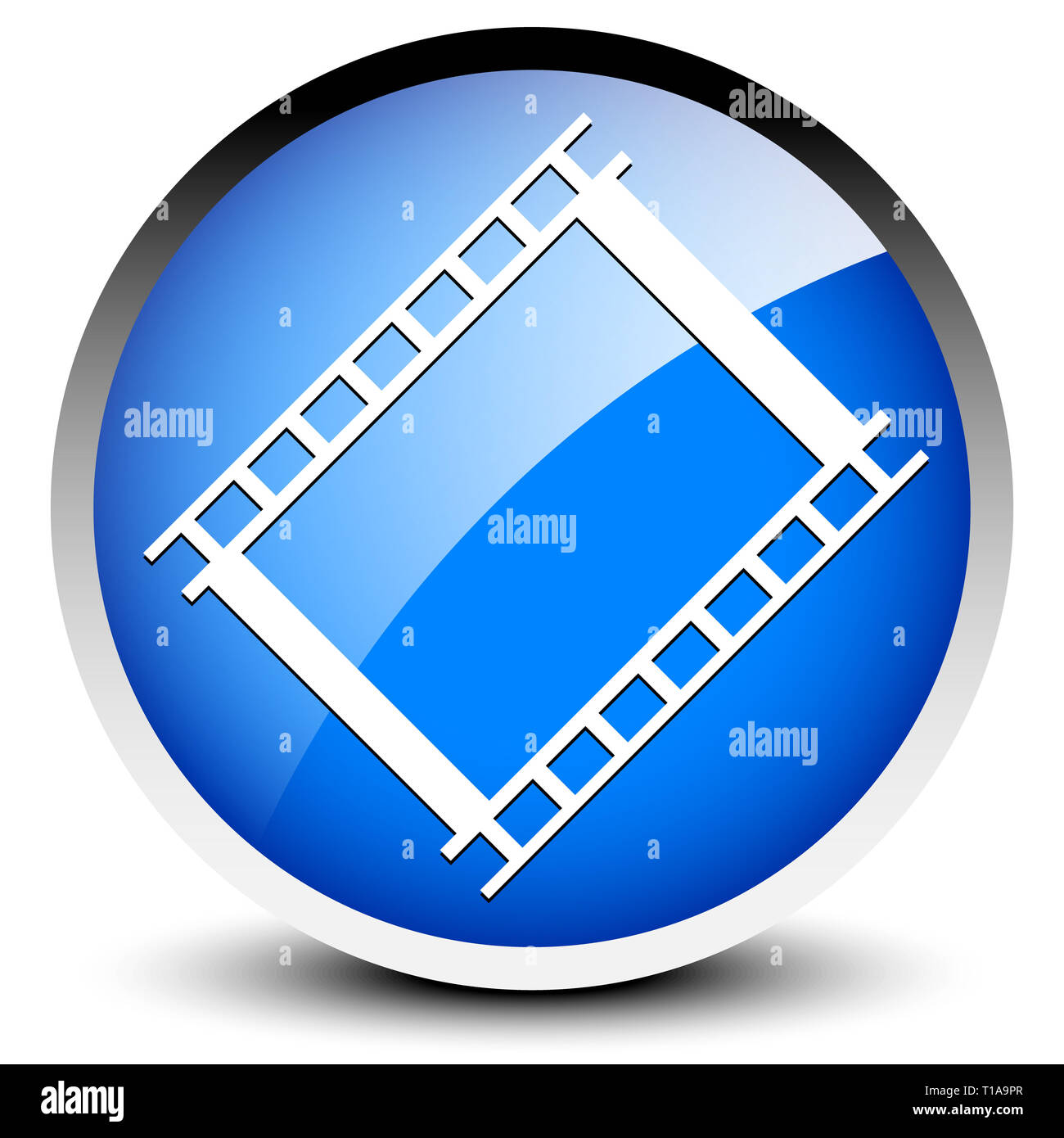 Blue film, photo, photography icon with shadow on white Stock Photo - Alamy