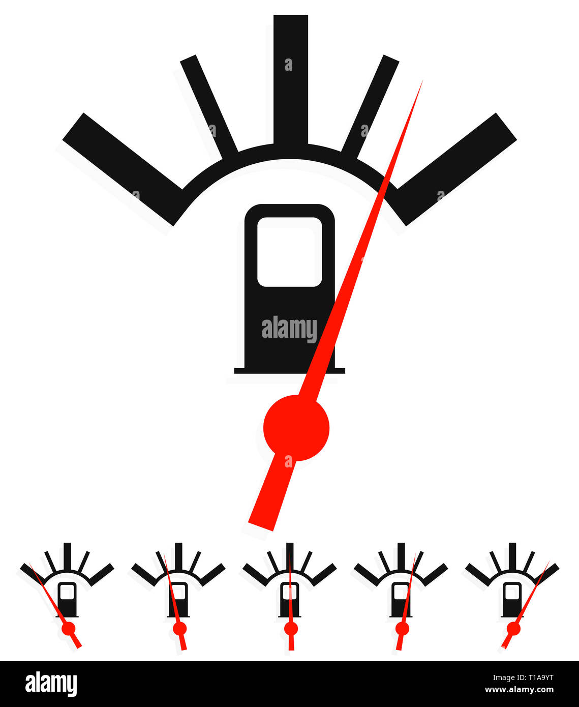 Fuel, gas meter vector elements with red pointers Stock Photo - Alamy