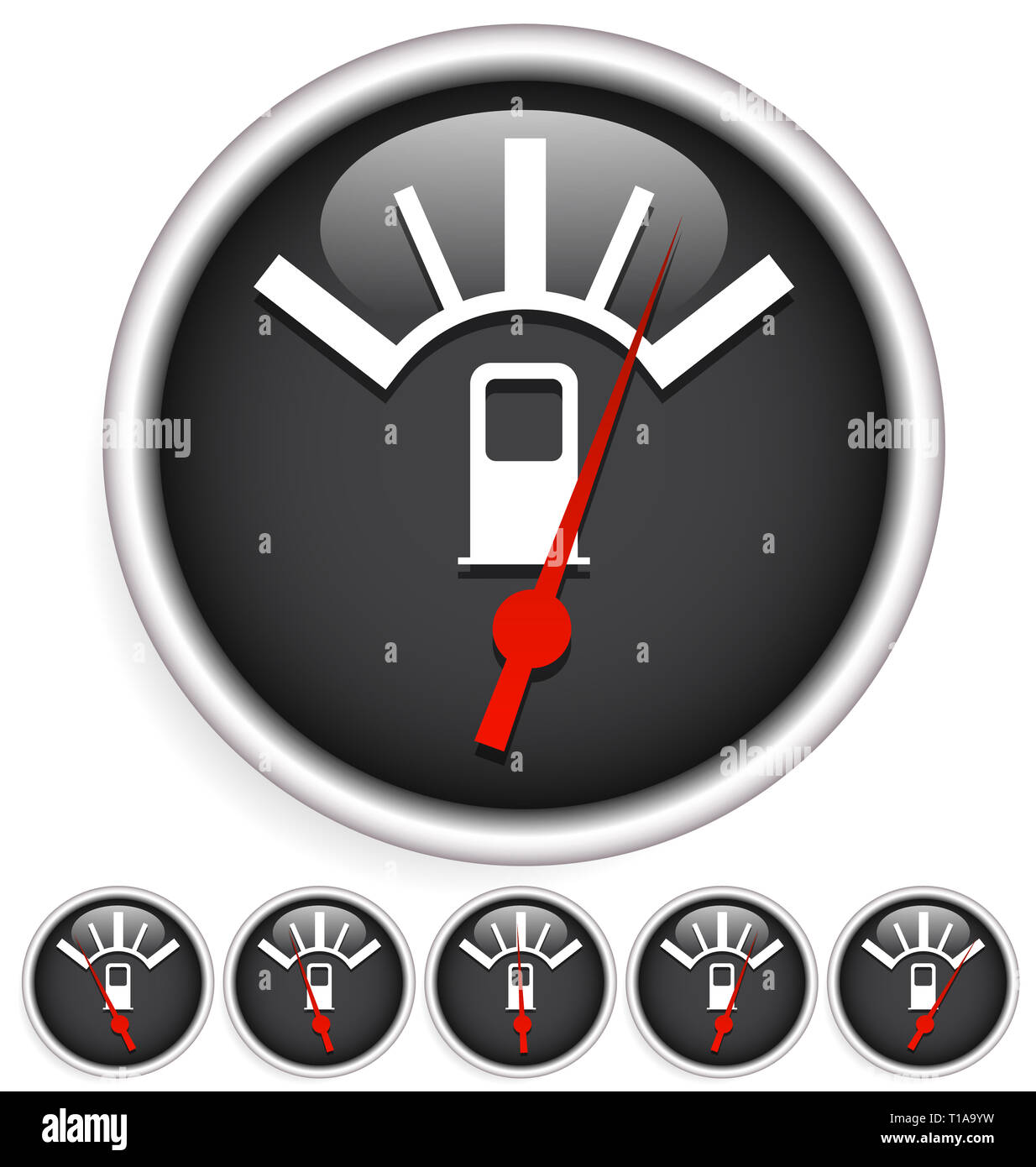 Fuel, gas meter vector elements with red pointers Stock Photo - Alamy