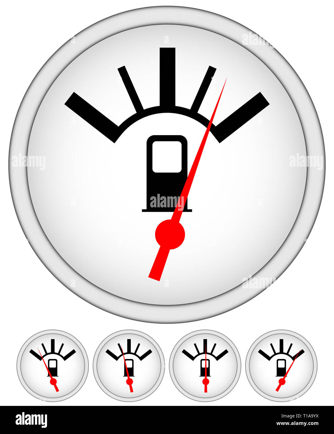 Fuel, gas meter vector elements with red pointers Stock Photo - Alamy