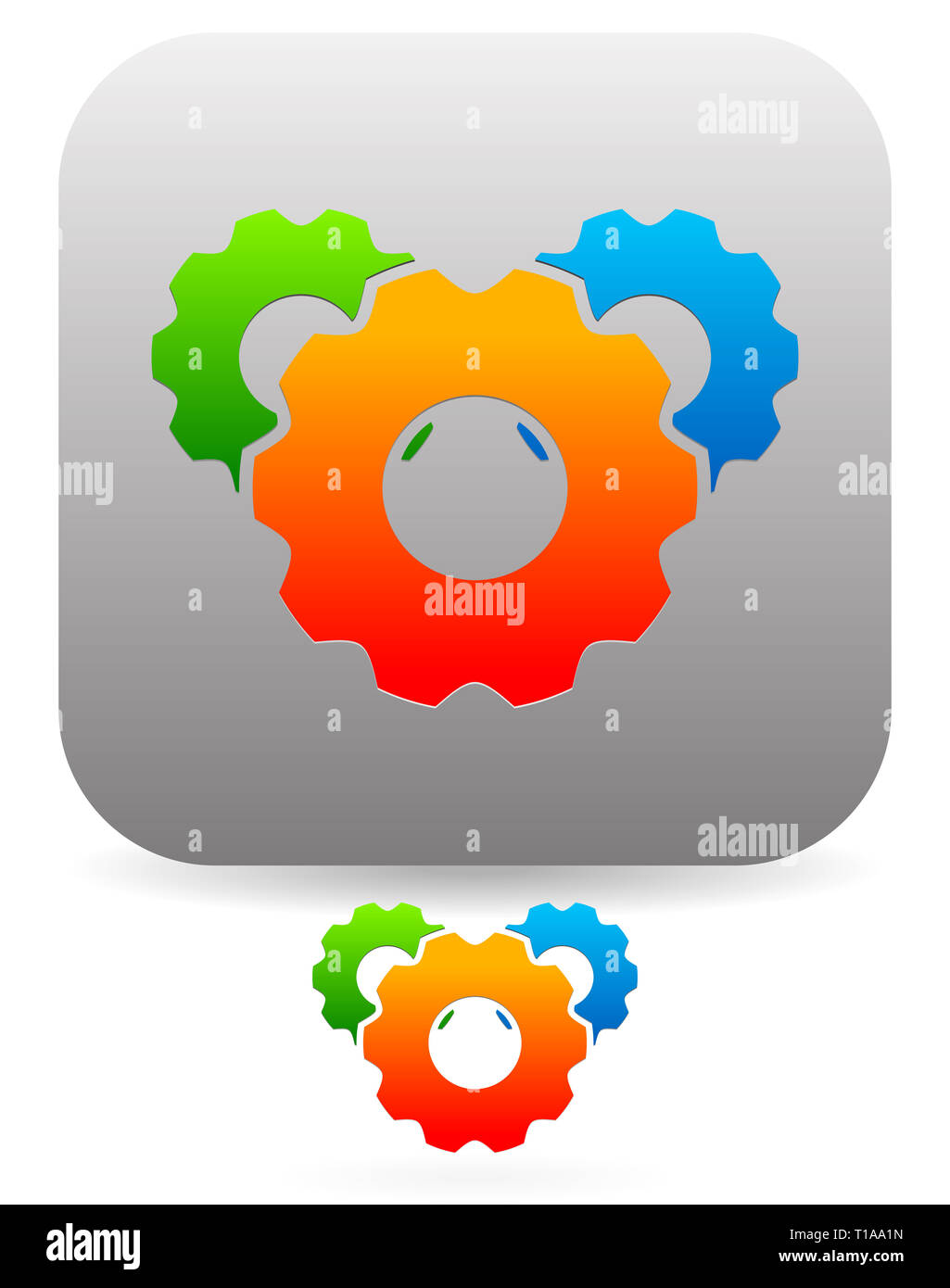 Multicolor cogwheel icon, composition Stock Photo - Alamy