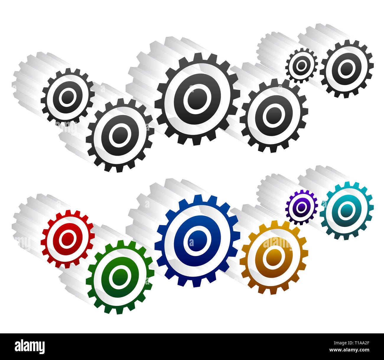 Various gear wheel, rack wheel vector graphics. Mechanics ...