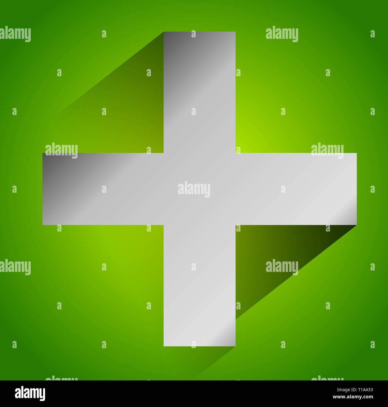 Green cross sign for first aid, healthcare, support concepts Stock ...