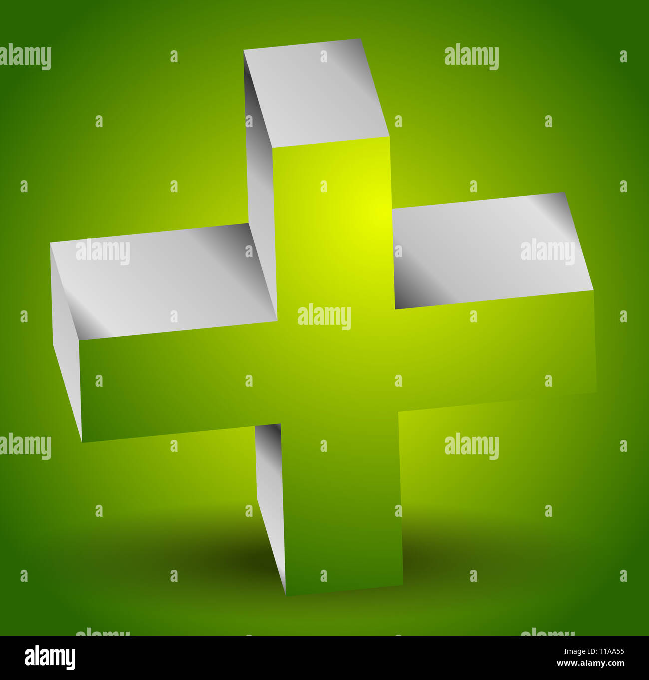 Green cross sign for first aid, healthcare, support concepts Stock ...