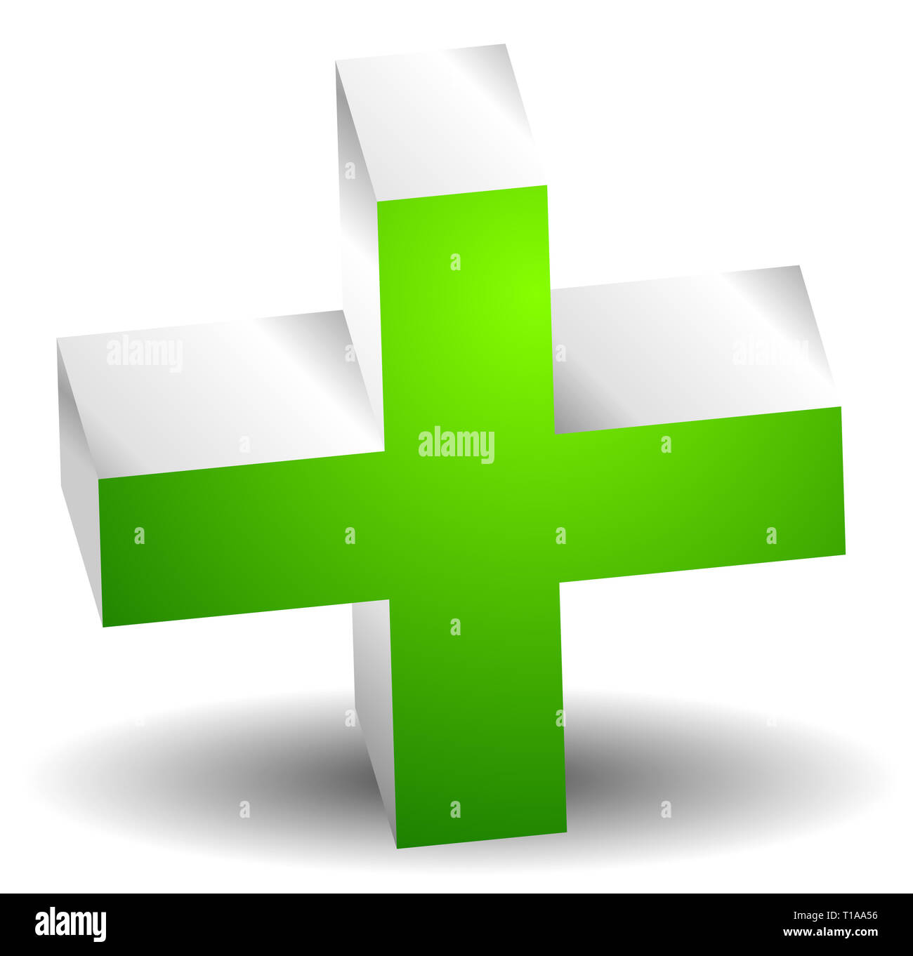 Green cross sign for first aid, healthcare, support concepts Stock ...