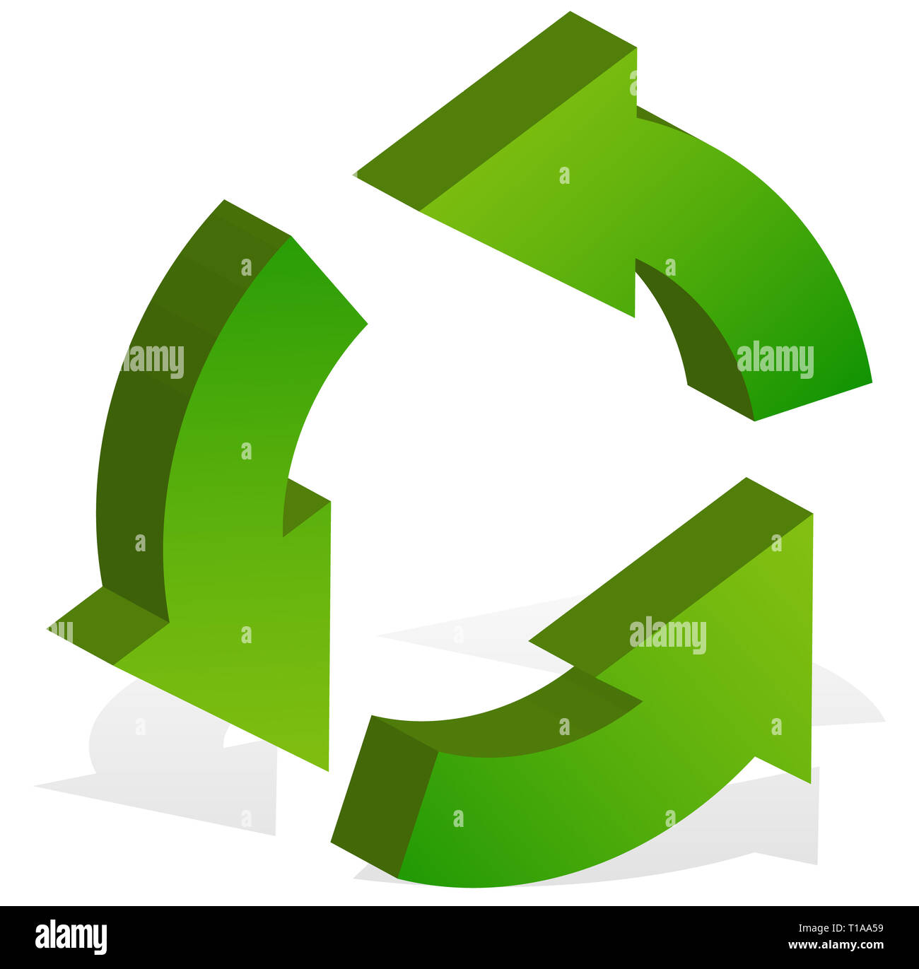 Green 3d recycling, recycle arrows with 3 curved arrows. Rotating ...