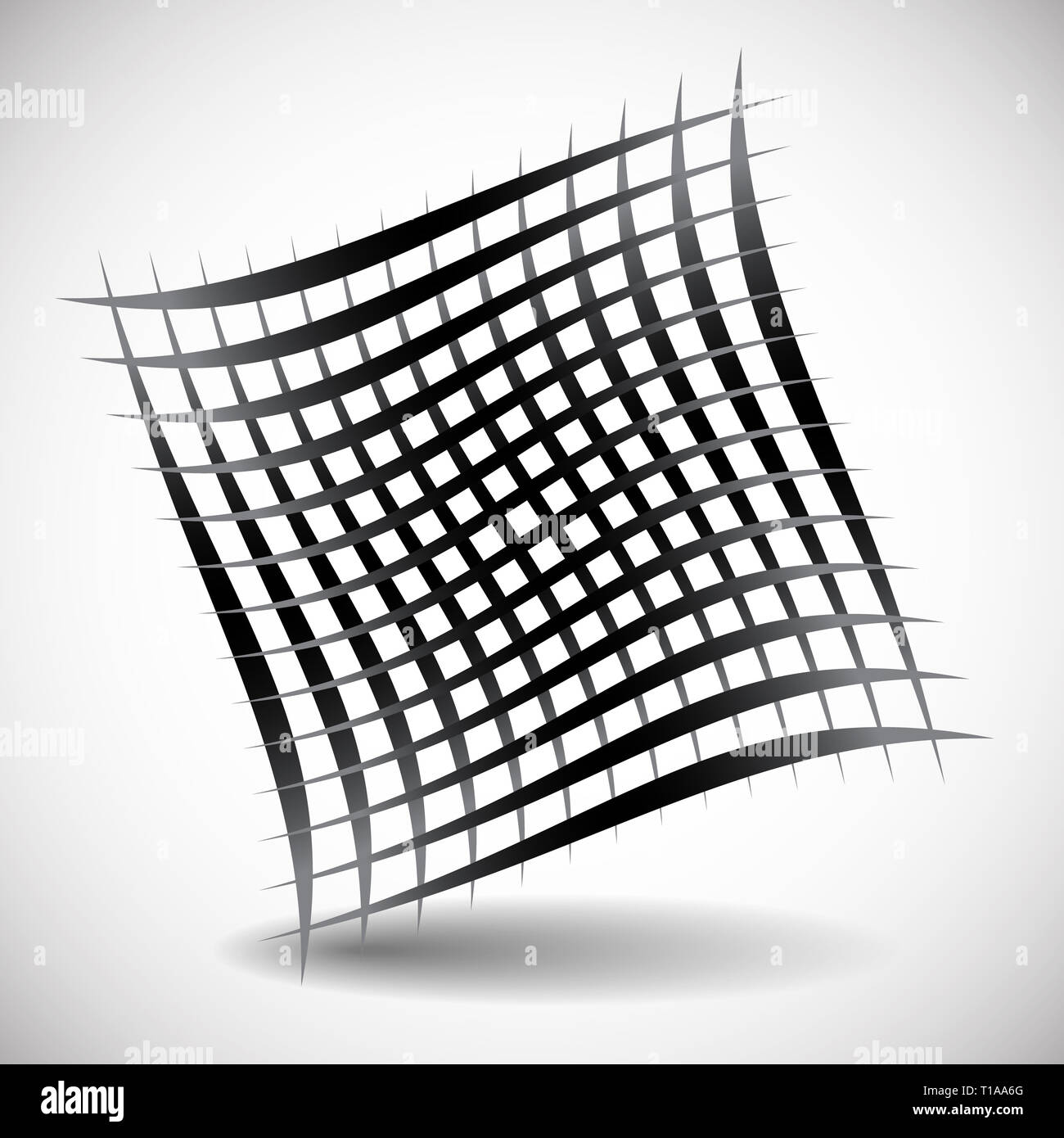Abstract wavy grid, mesh of curved lines with twisted, spirally effect ...