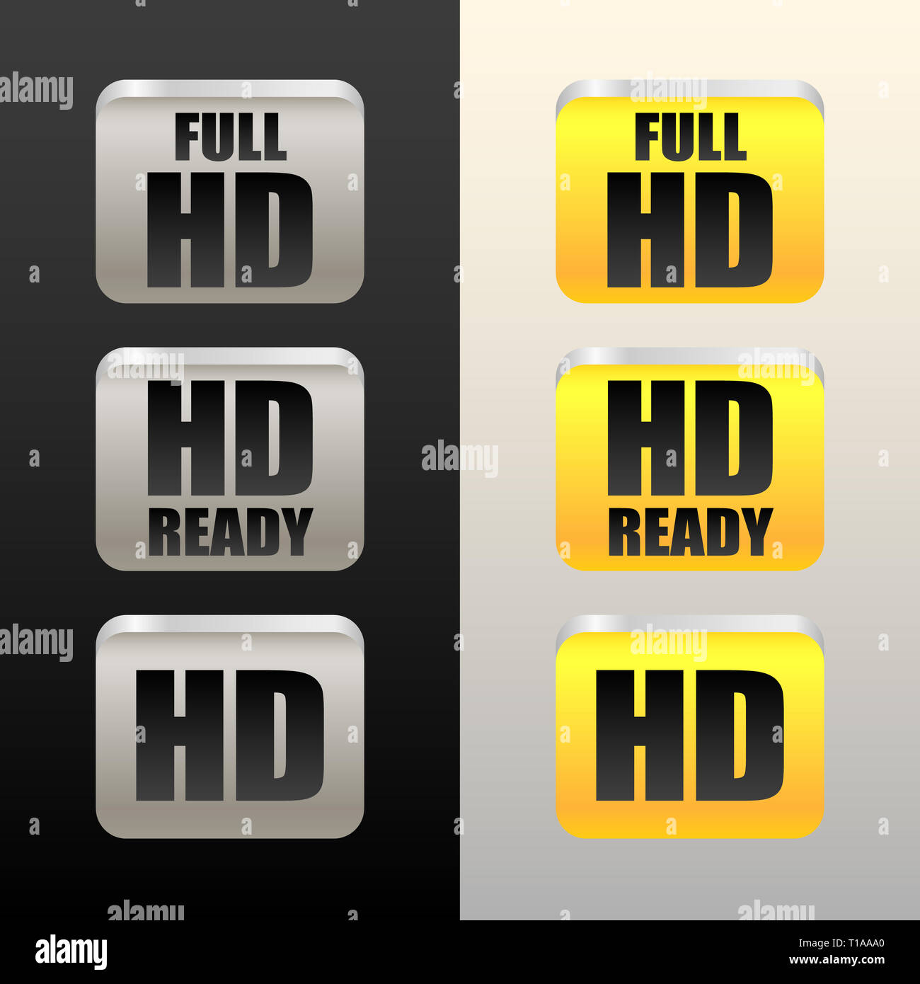 HD - High definition - tags, labels or icons, buttons. Hd, Full HD and ...