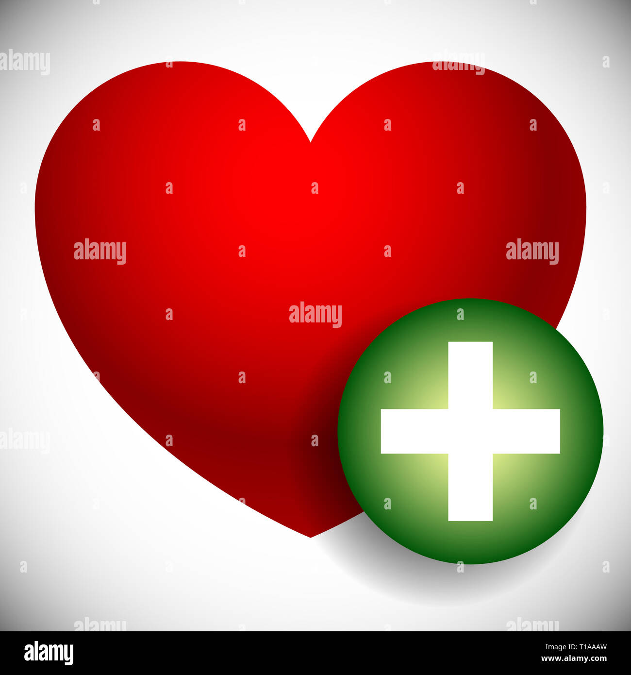Heart with plus, cross symbol as heart health or favorite icon Stock ...