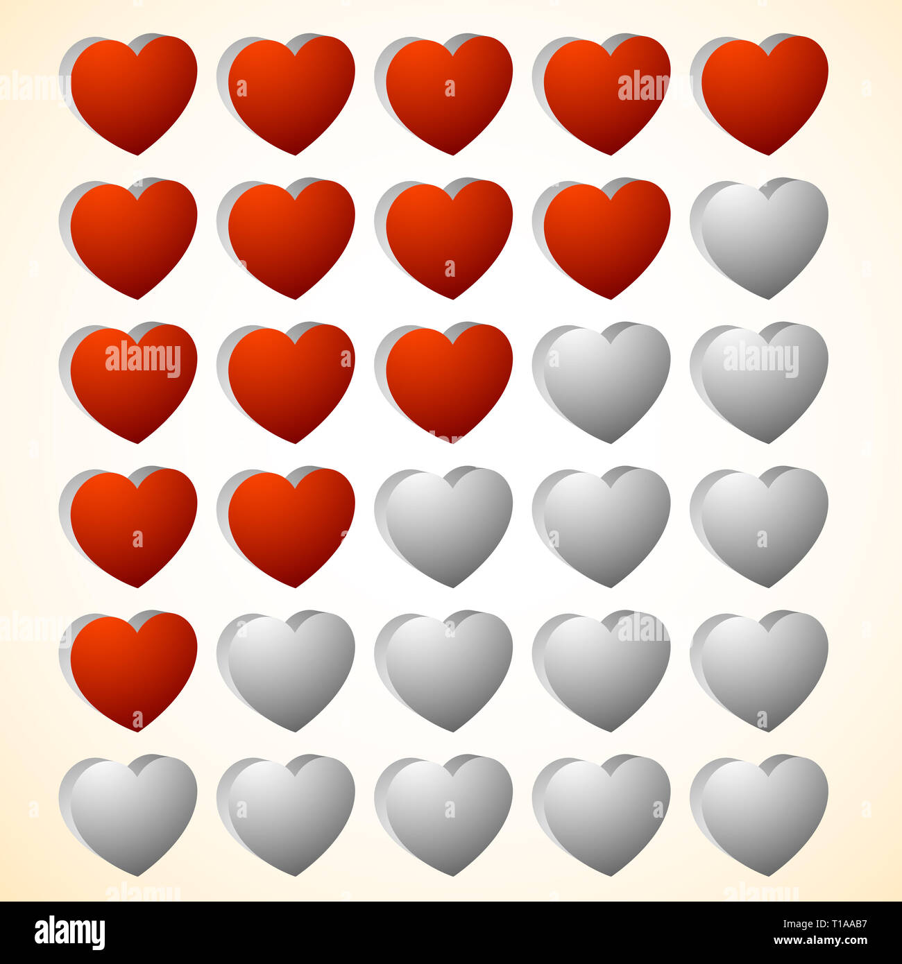 Heart rating elements. Zero to Five hearts Stock Photo - Alamy