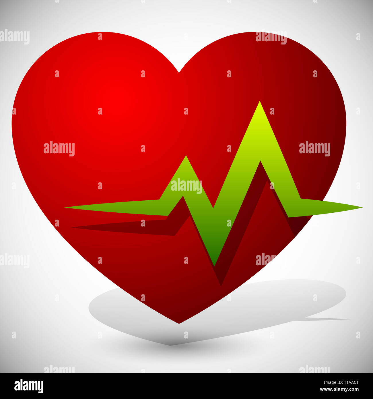 Heart with ECG line for cardio, heart health themes Stock Photo - Alamy