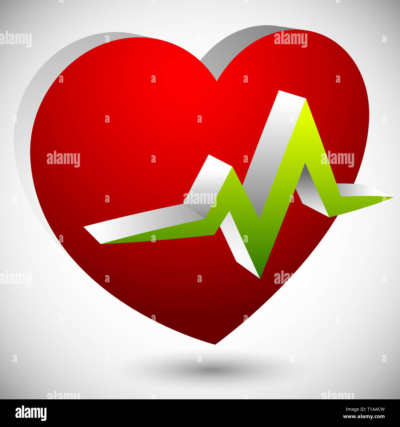 Heart with ECG line for cardio, heart health themes Stock Photo - Alamy