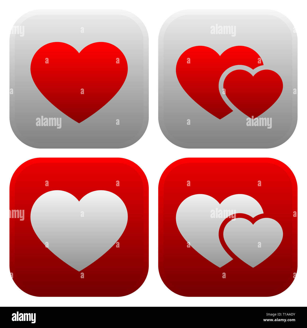 Eps 10 Vector illustration of Heart icon set. Single heart, and pair of ...