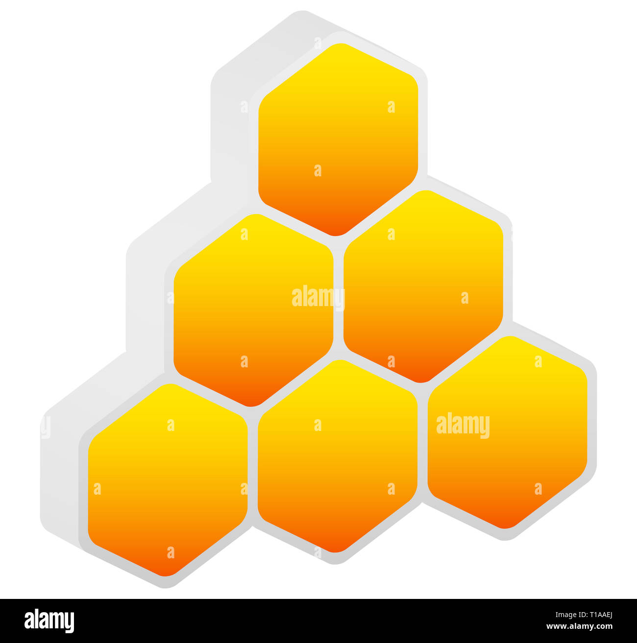 Hexagonal honeycomb, beehive element isolated on white. Vector ...