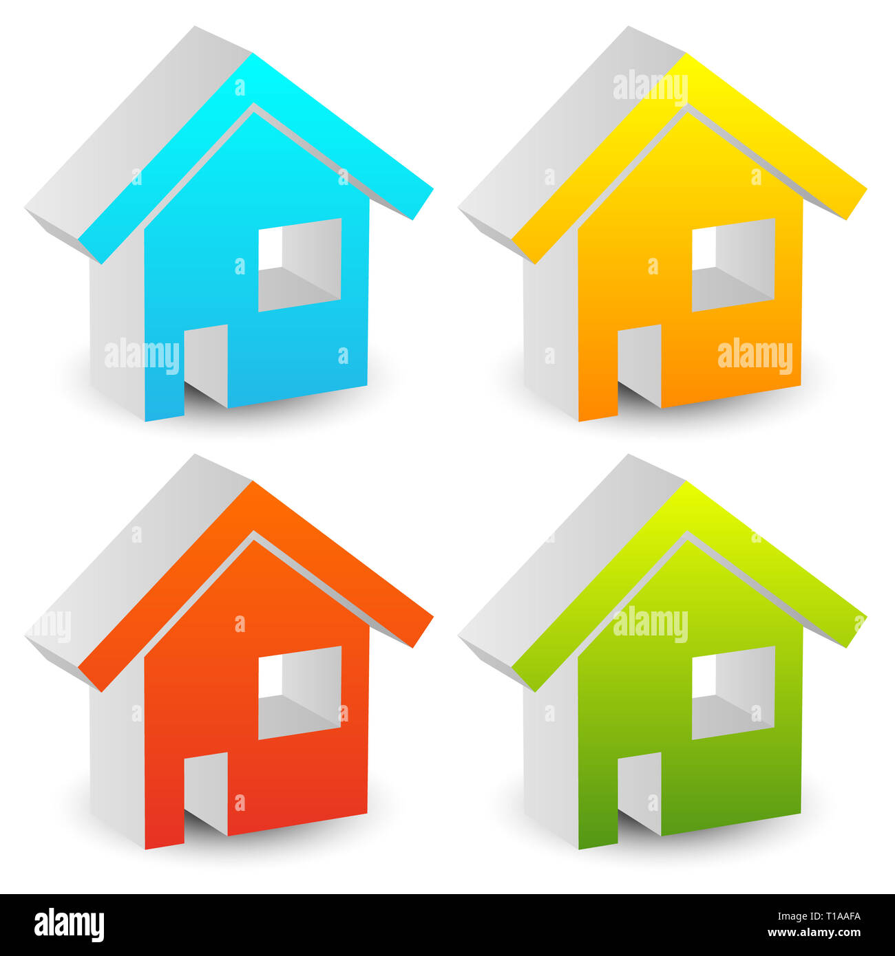 3d house icons in various colors. editable graphics Stock Photo - Alamy