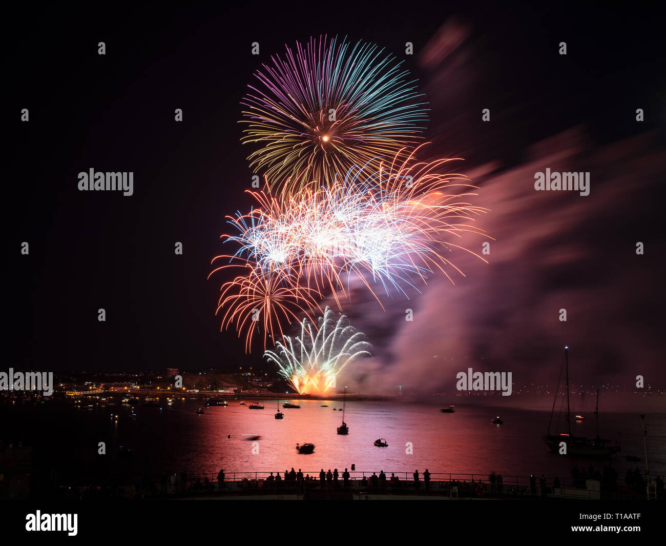 A firework going off at the National Firework Championships on Mount ...