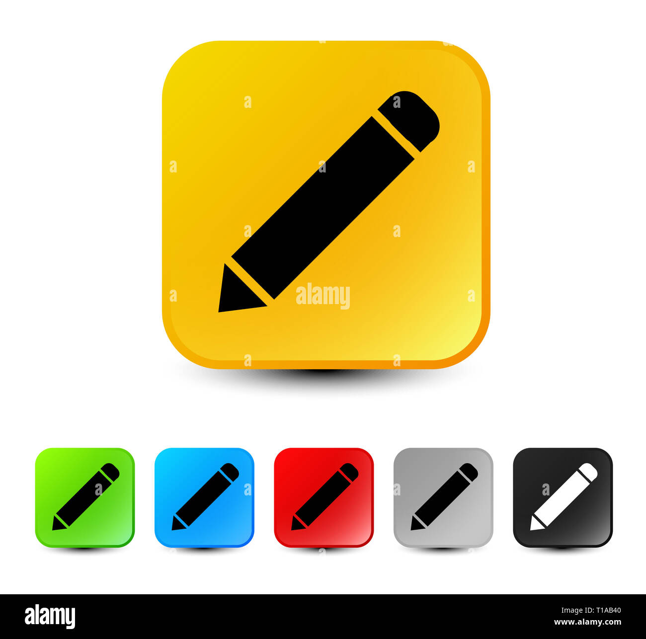 Pencil symbols on colored squared with shadow Stock Photo - Alamy