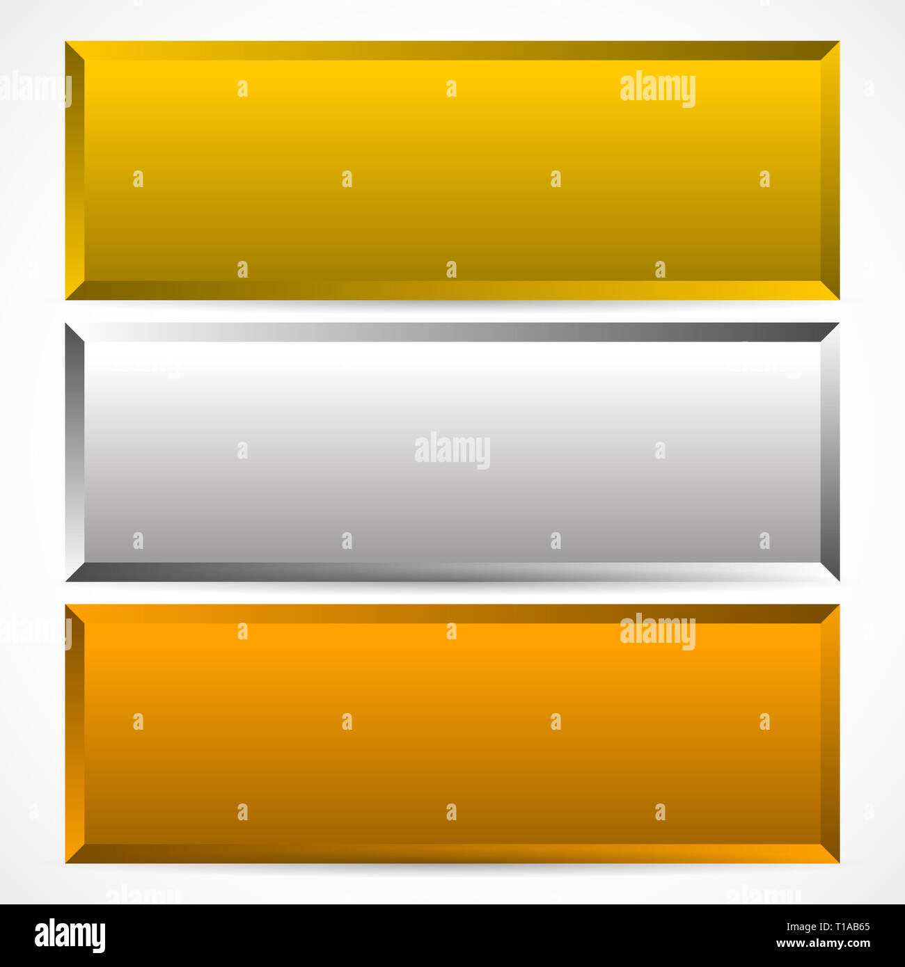Gold, silver and bronze metal plaques, plaquettes, plates with space ...