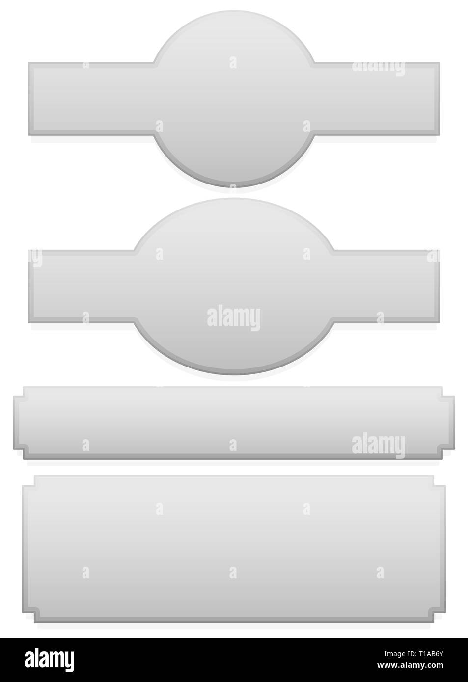 Set of different plaque, plaquette shapes on white Stock Photo - Alamy