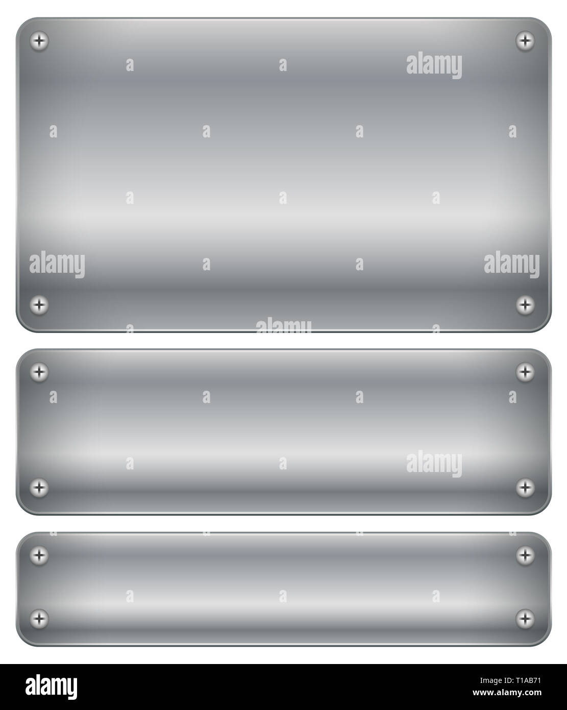 Set of shaded metal plates, plaques with rivets Stock Photo - Alamy