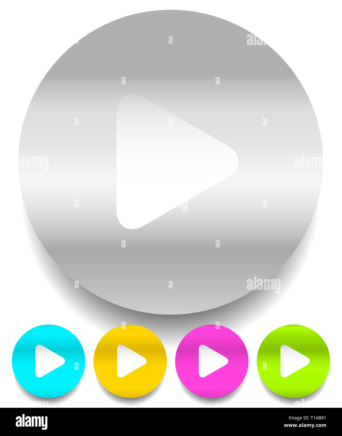 Play buttons / icons isolated on white in 5 colors, vector Stock Photo ...