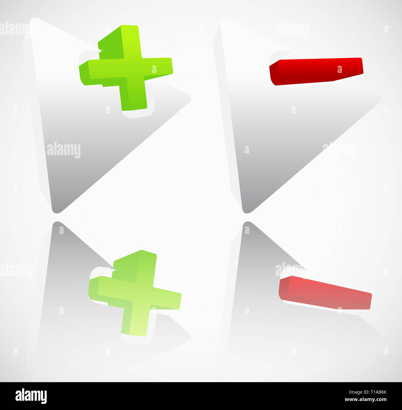 3d Arrows with plus and minus signs. Increase, decrease Stock Photo - Alamy