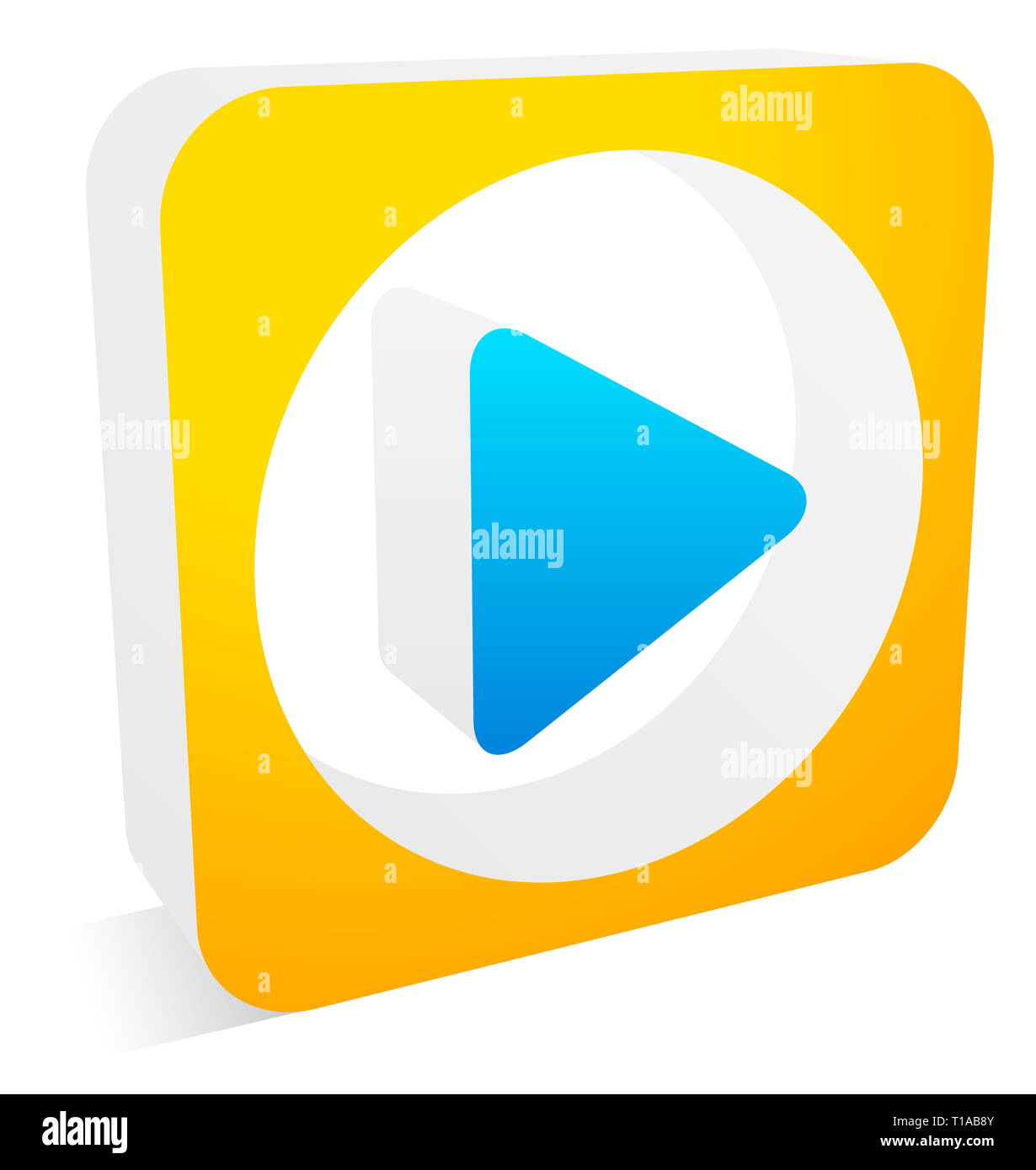 Play button, arrow symbol in rectangle with shadow Stock Photo - Alamy