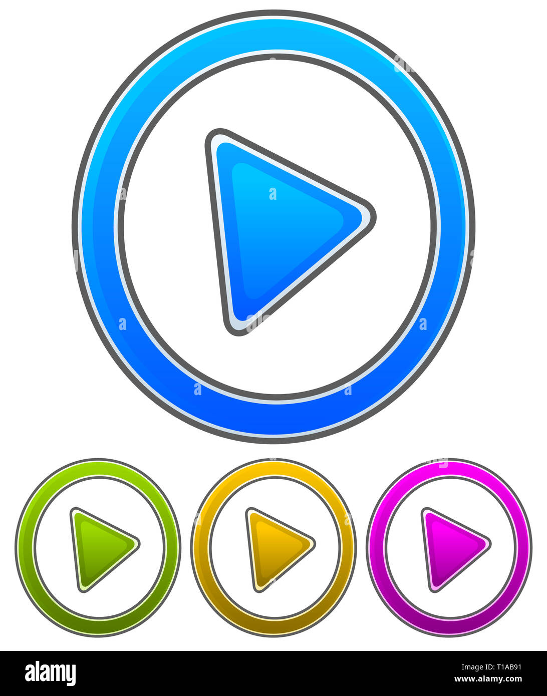 Colorful play button icons Stock Photo - Alamy
