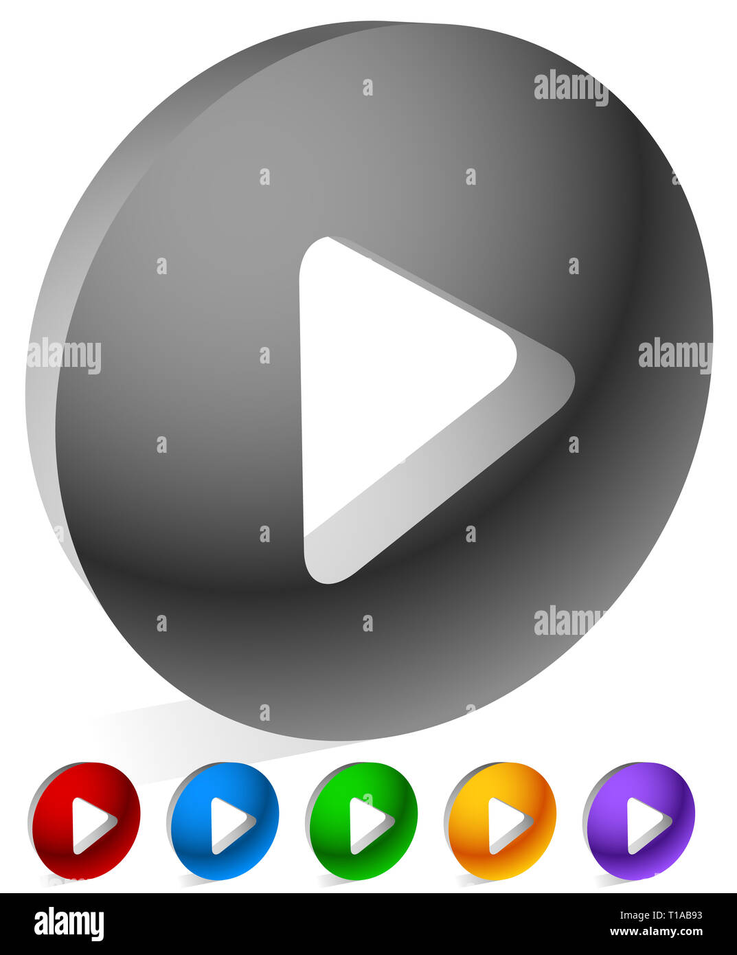 Round 3D play button, play icon in 6 colors. Vector Stock Photo - Alamy