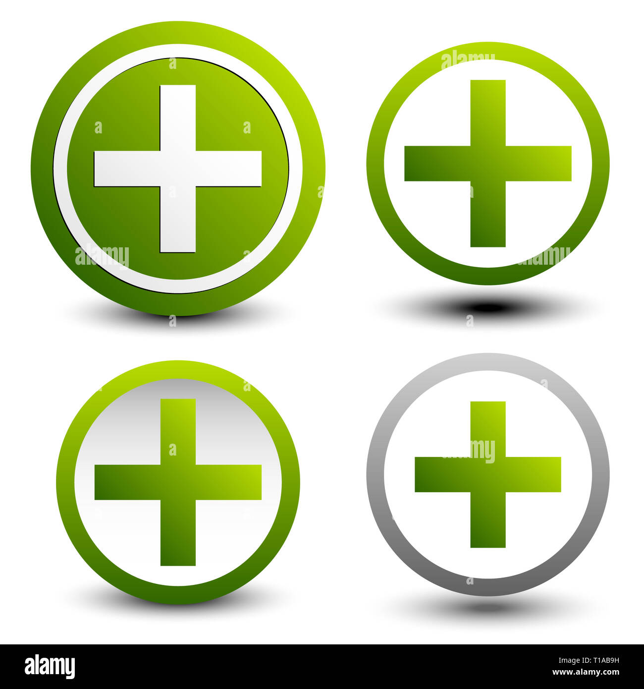 Set of plus signs, symbols. Simple math, firstaid, healthcare, addition ...