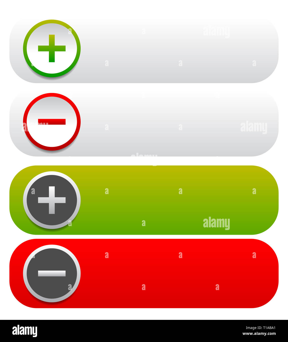 Plus and minus signs, symbols, vector eps 10 Stock Photo - Alamy