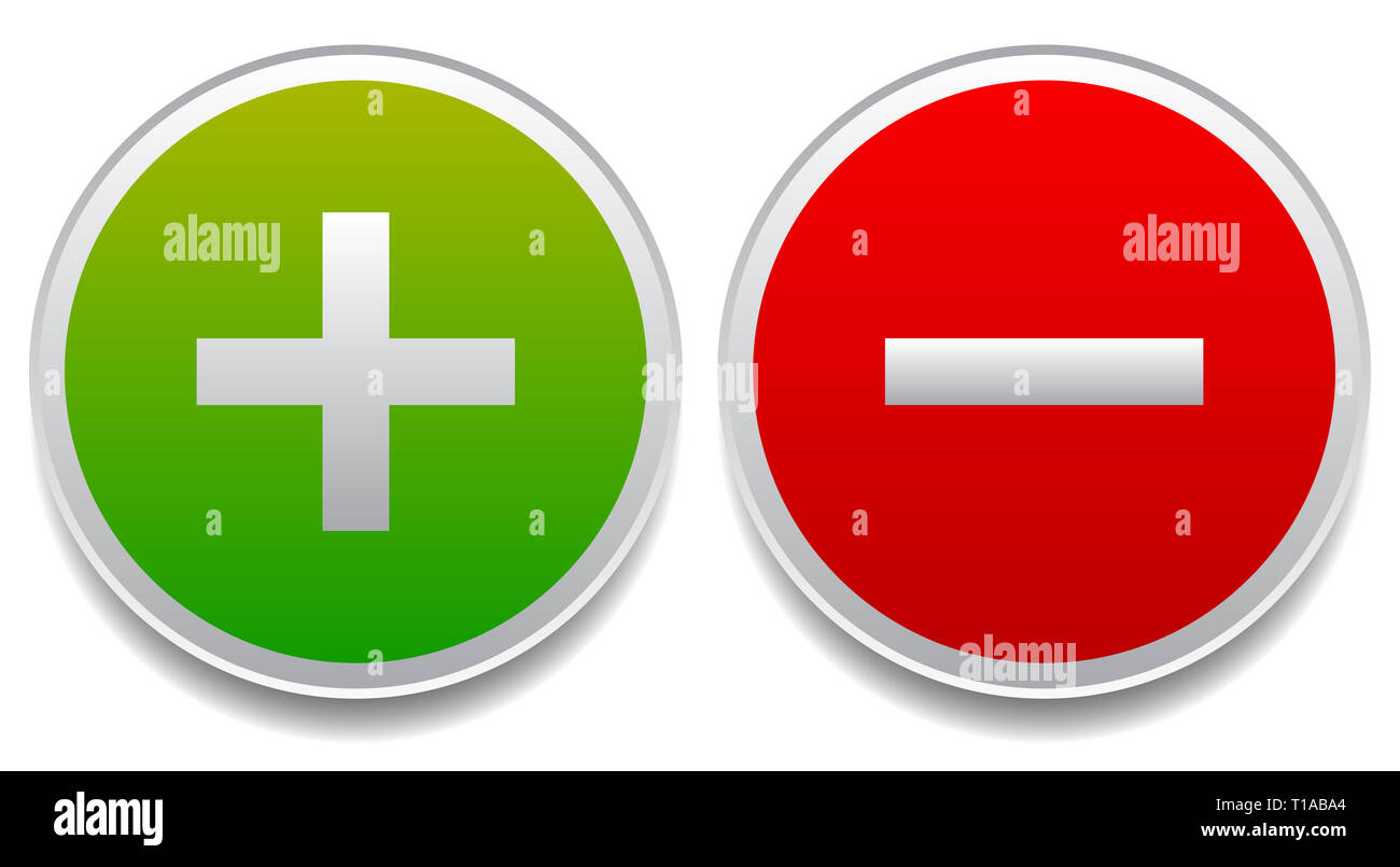 Plus and minus signs, symbols, vector eps 10 Stock Photo - Alamy
