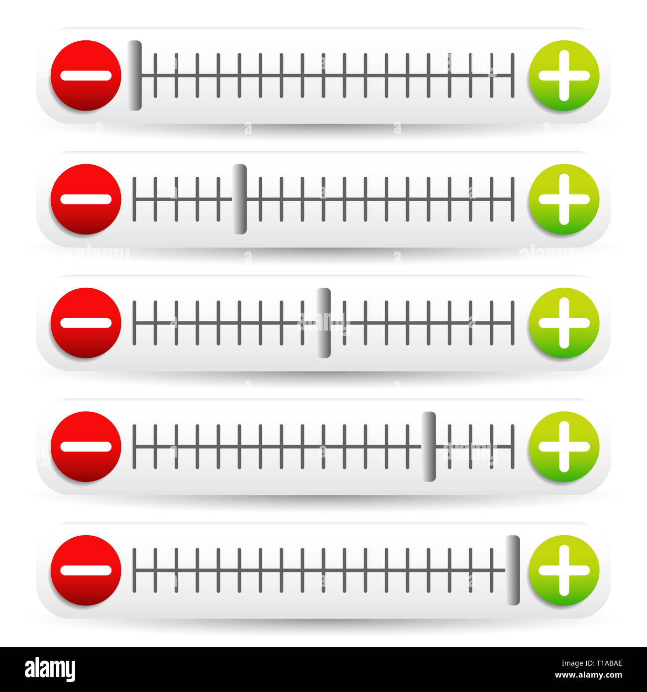 Sliders with plus, minus signs. Adjust, adjustment, calibration ...