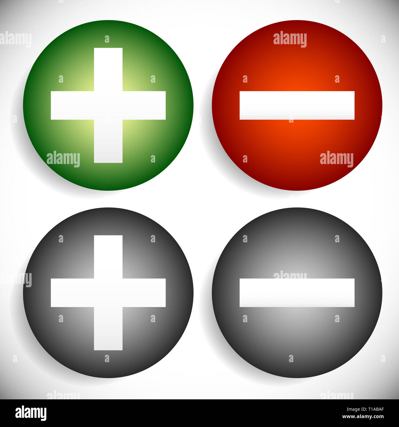 Set of plus minus, add remove signs, symbols or icons. Vector graphics ...