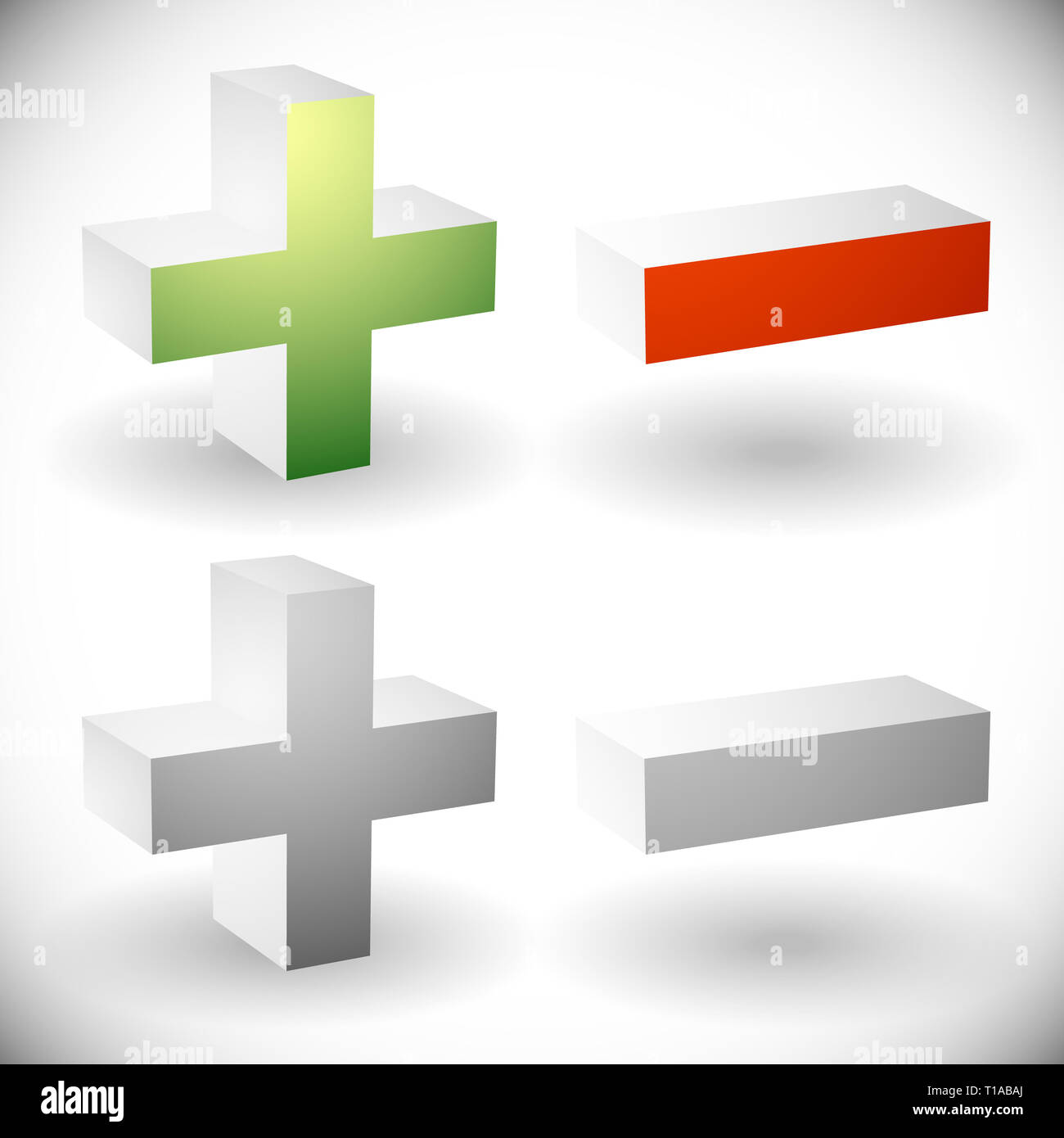 Set of plus minus, add remove signs, symbols or icons. Vector graphics ...
