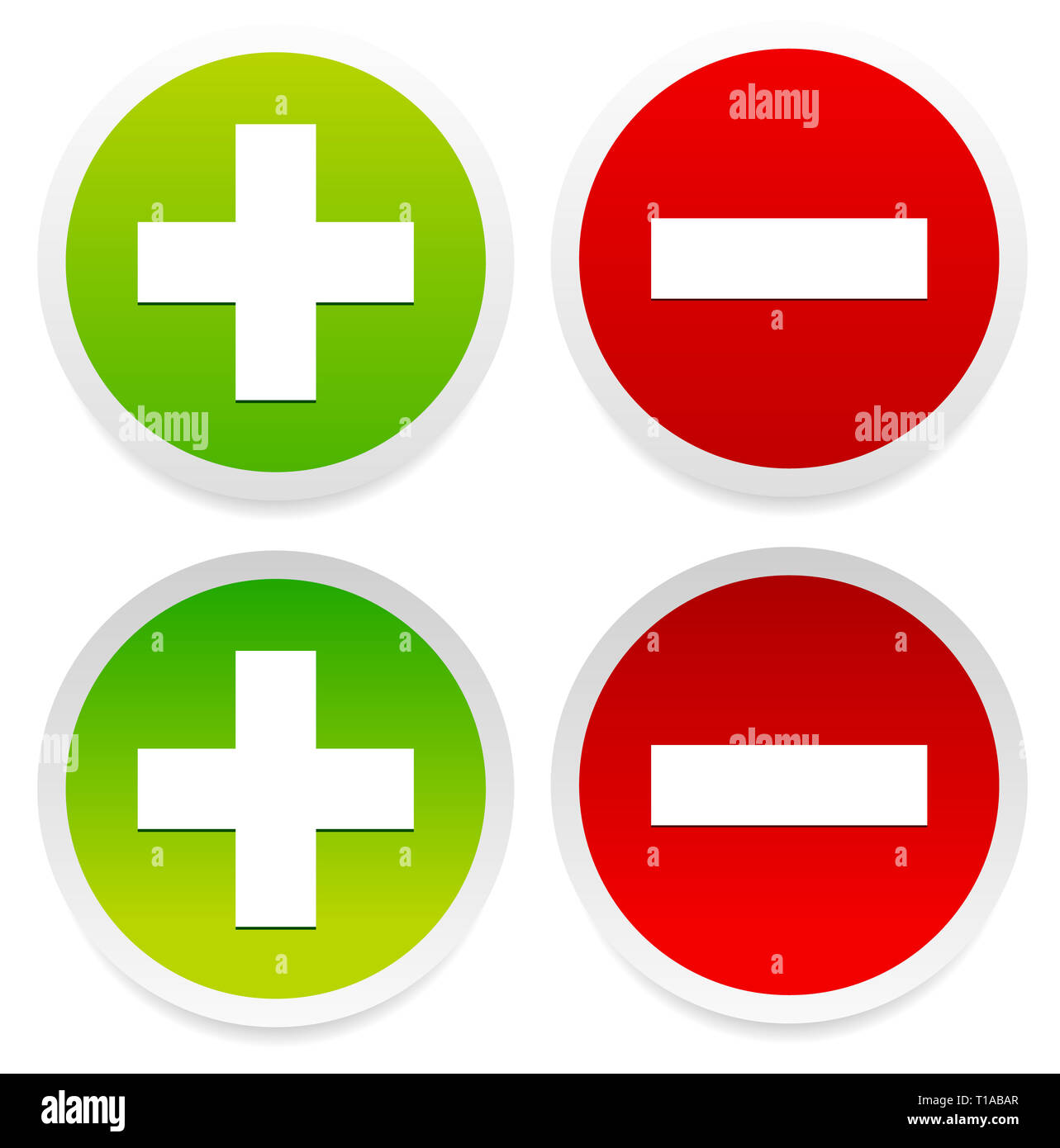 Plus, minus buttons with rollover or pressed effects (ui - webdesign ...