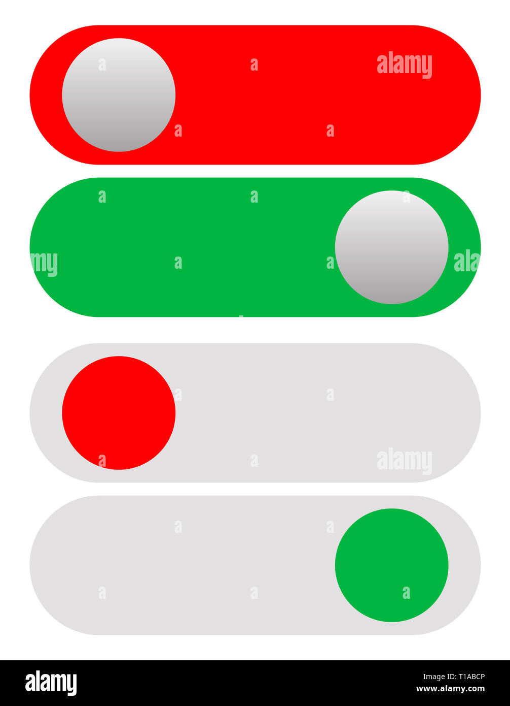 Power On-Off Switches, Buttons in red and green. Simple UI-Interface ...