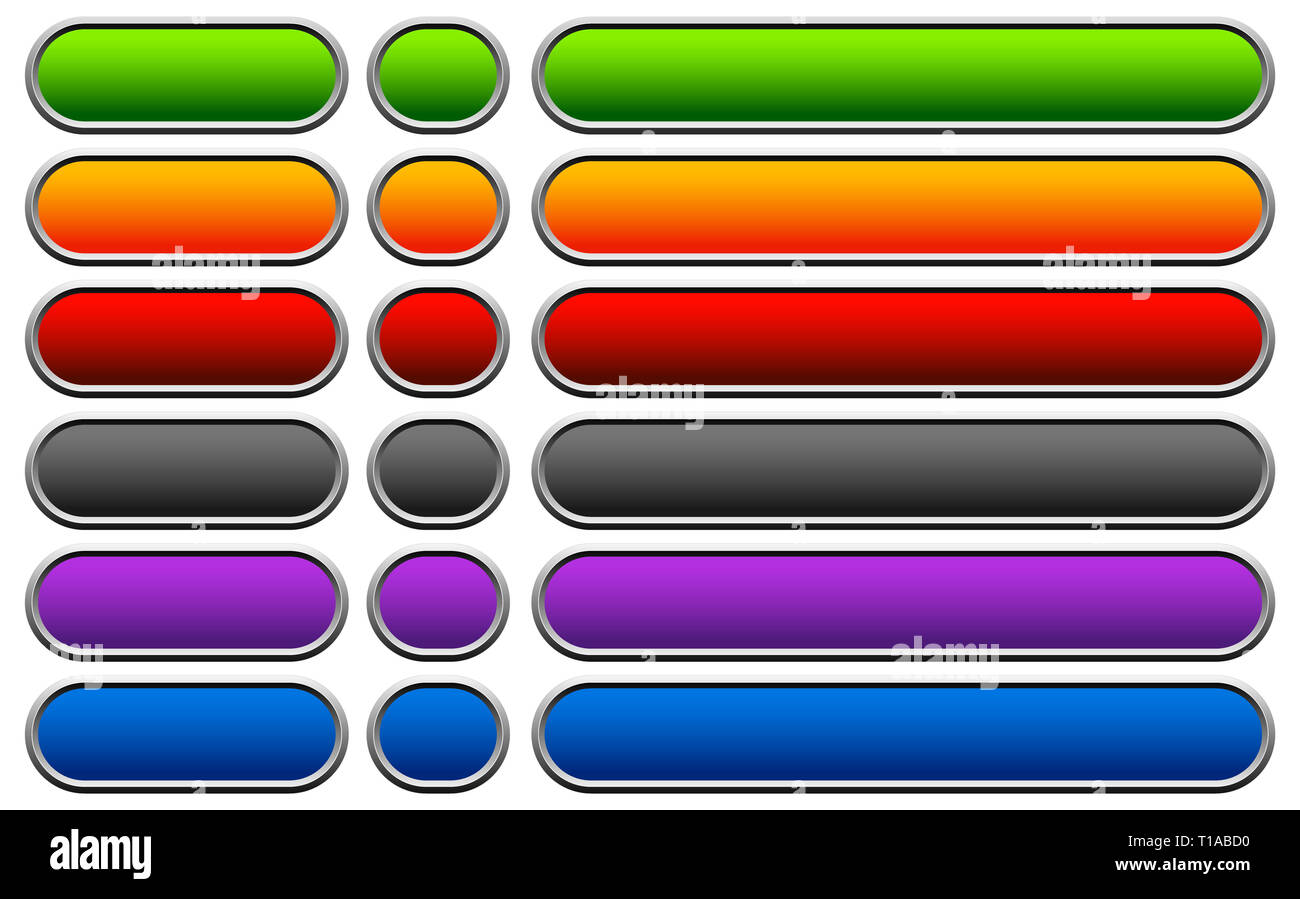 Horizontal buttons with blank space, rounded colorful button, banner ...