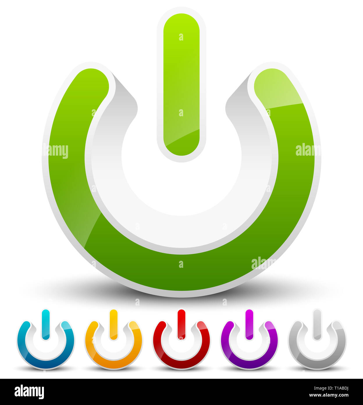 Glossy 3d power button with shadow in 6 colors Stock Photo - Alamy
