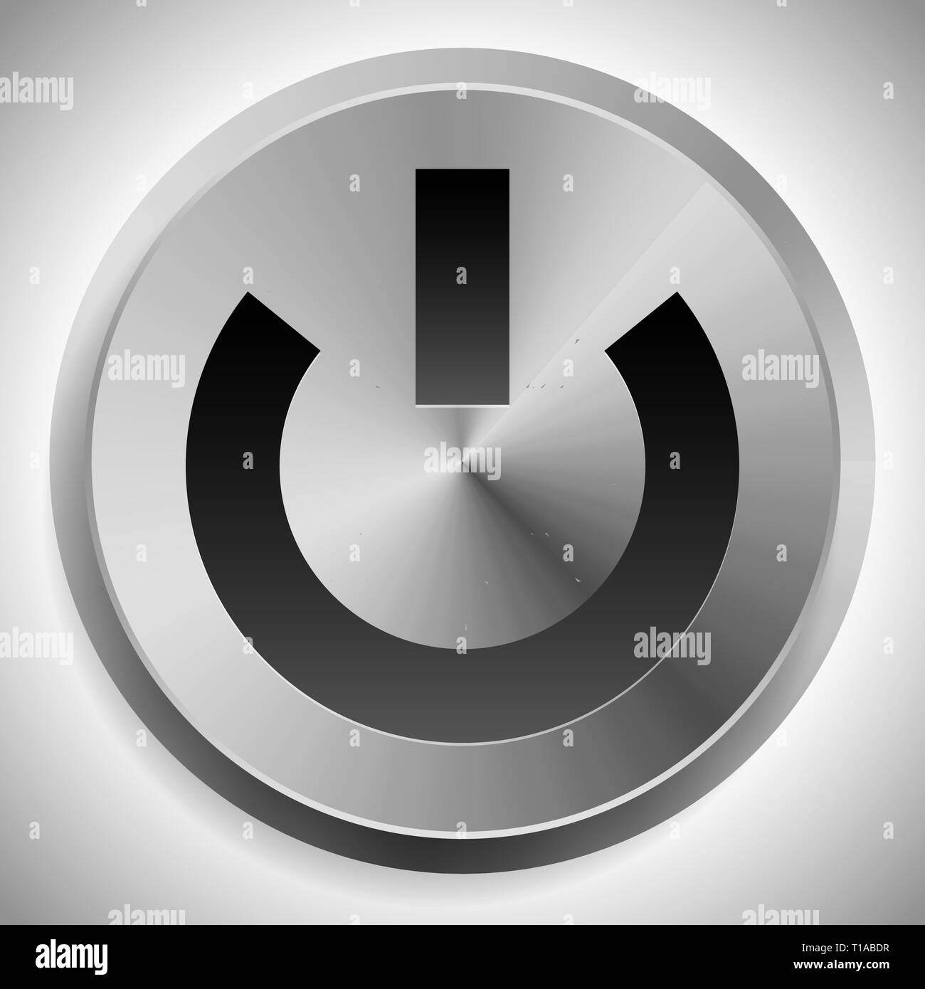 Metallic icon with power symbol, metallic power button Stock Photo - Alamy