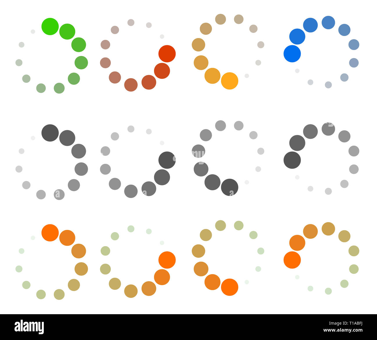 Circular, round design elements. Preloader, buffers shapes, progress indicators. Vector ...