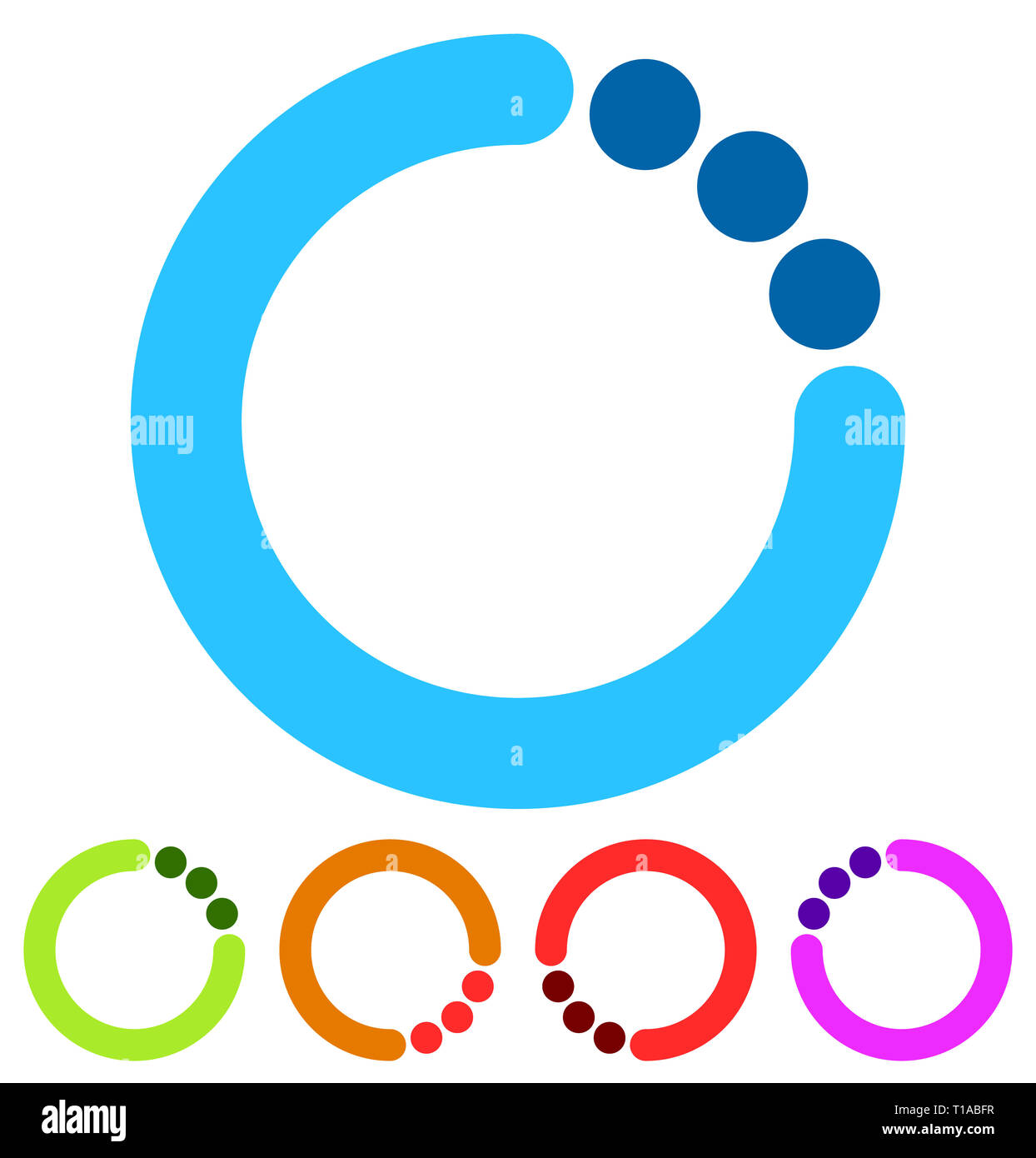 Preloader or buffer shapes, circular elements, symbols. User interface concept. Step, completion ...