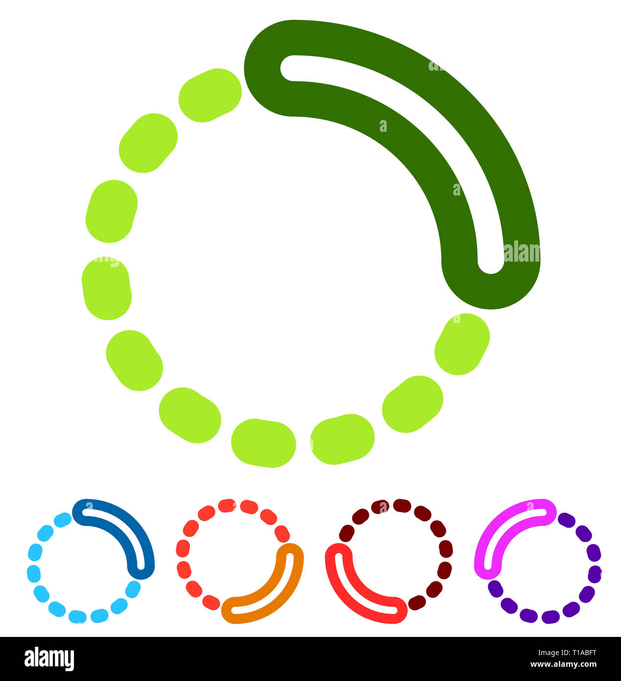 Preloader or buffer shapes, circular elements, symbols. User interface concept. Step, completion ...