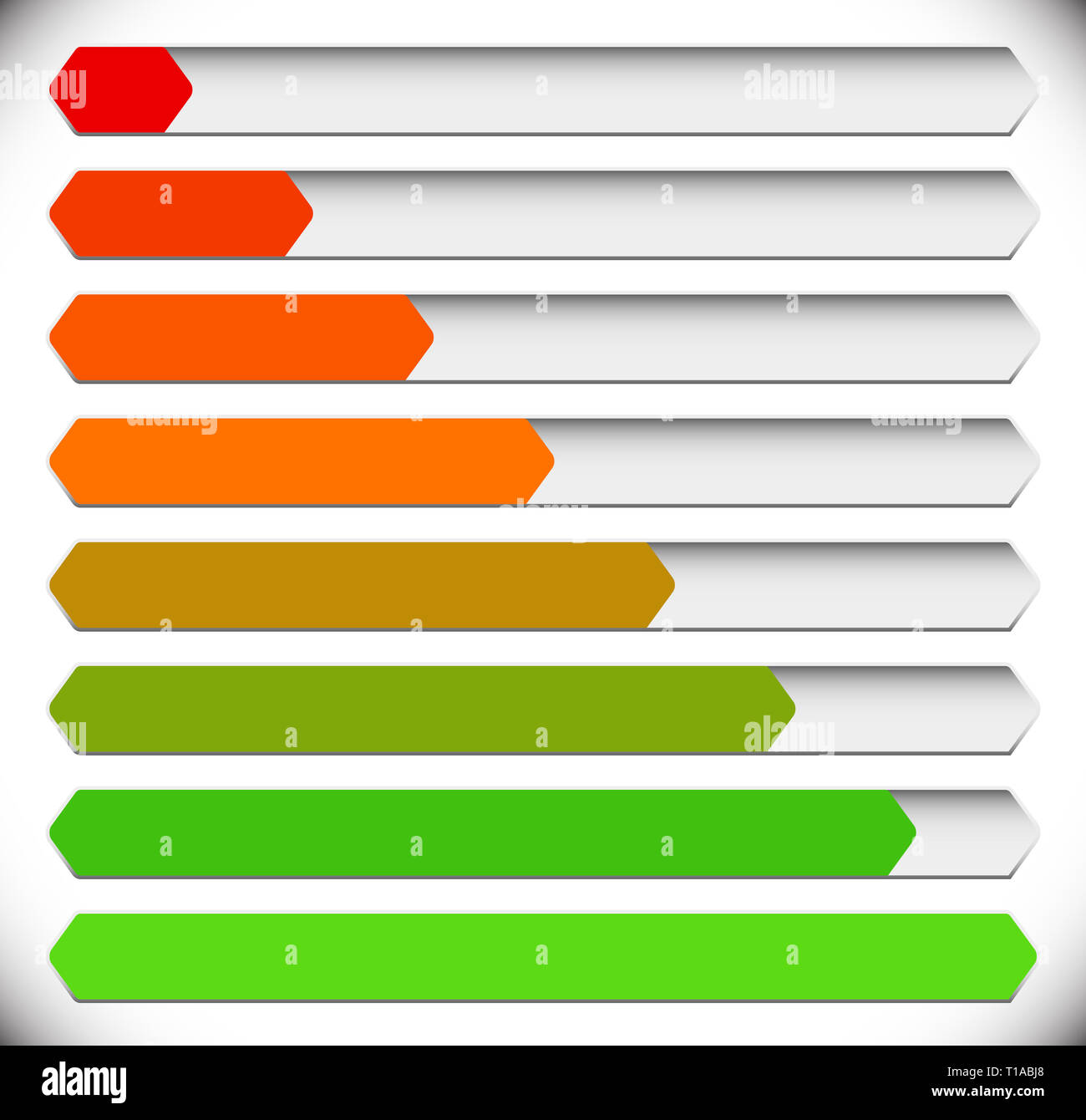 Horizontal progress, loading bars. Steps, phases, progression Stock ...