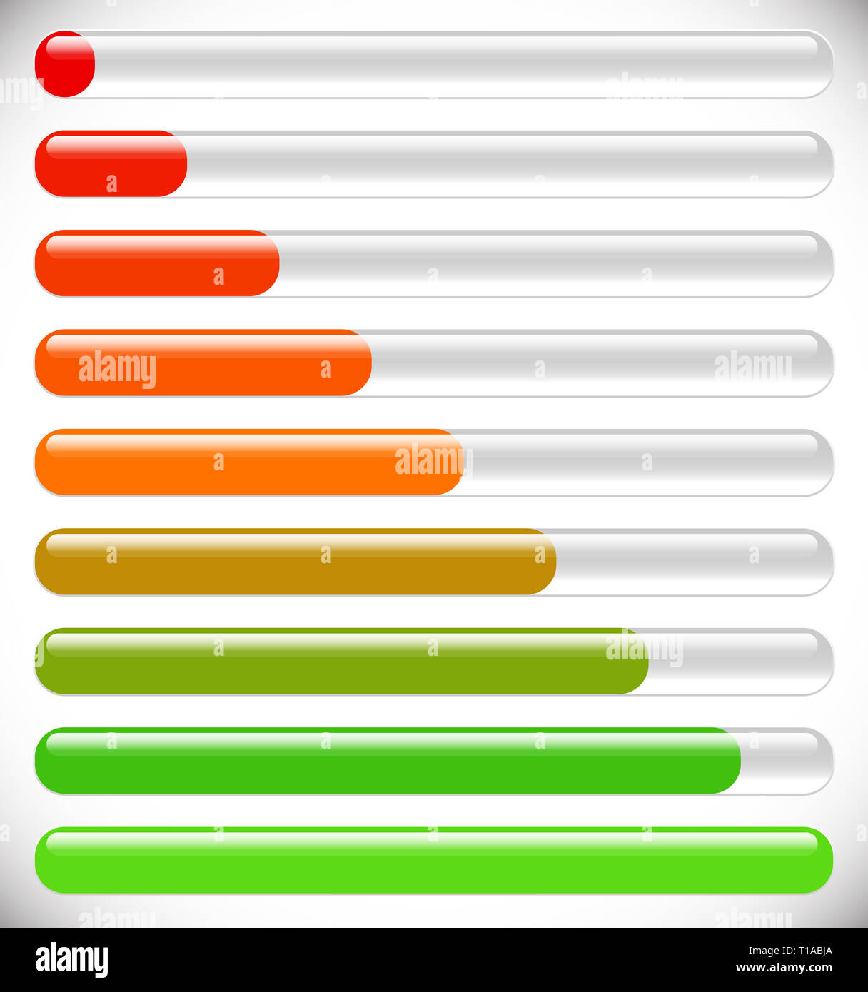 Horizontal progress, loading bars. Steps, phases, progression Stock ...